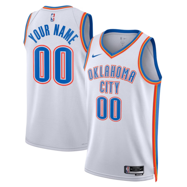Youth Oklahoma City Thunder White Fast Break Custom Replica Jersey | OK ...